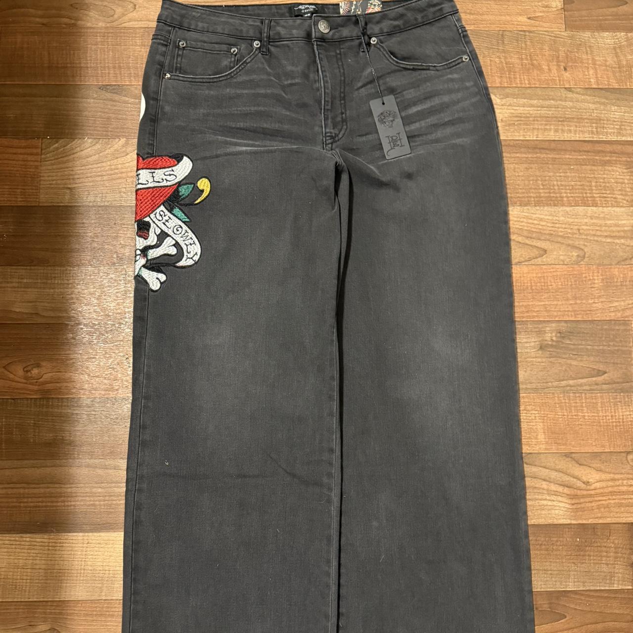 Black Wide Leg Ed Hardy Pants Brand new with... - Depop