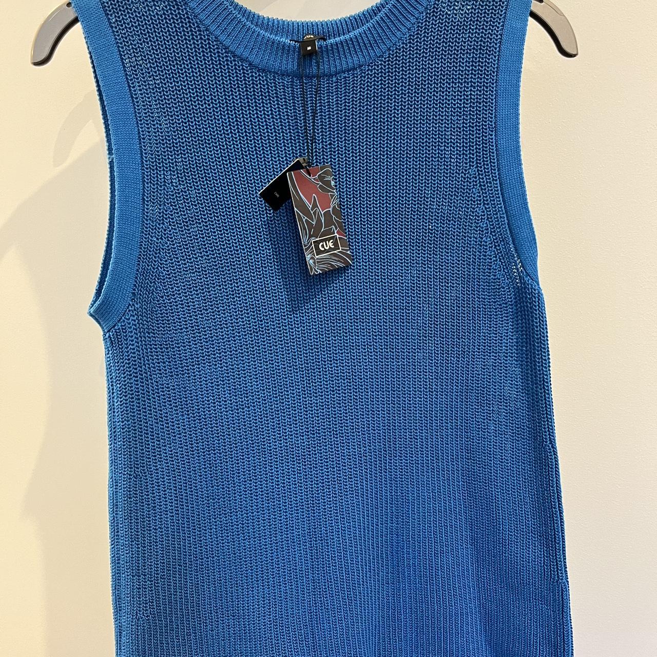 The Cue Blue Knit Tank Top is a stylish addition to... - Depop