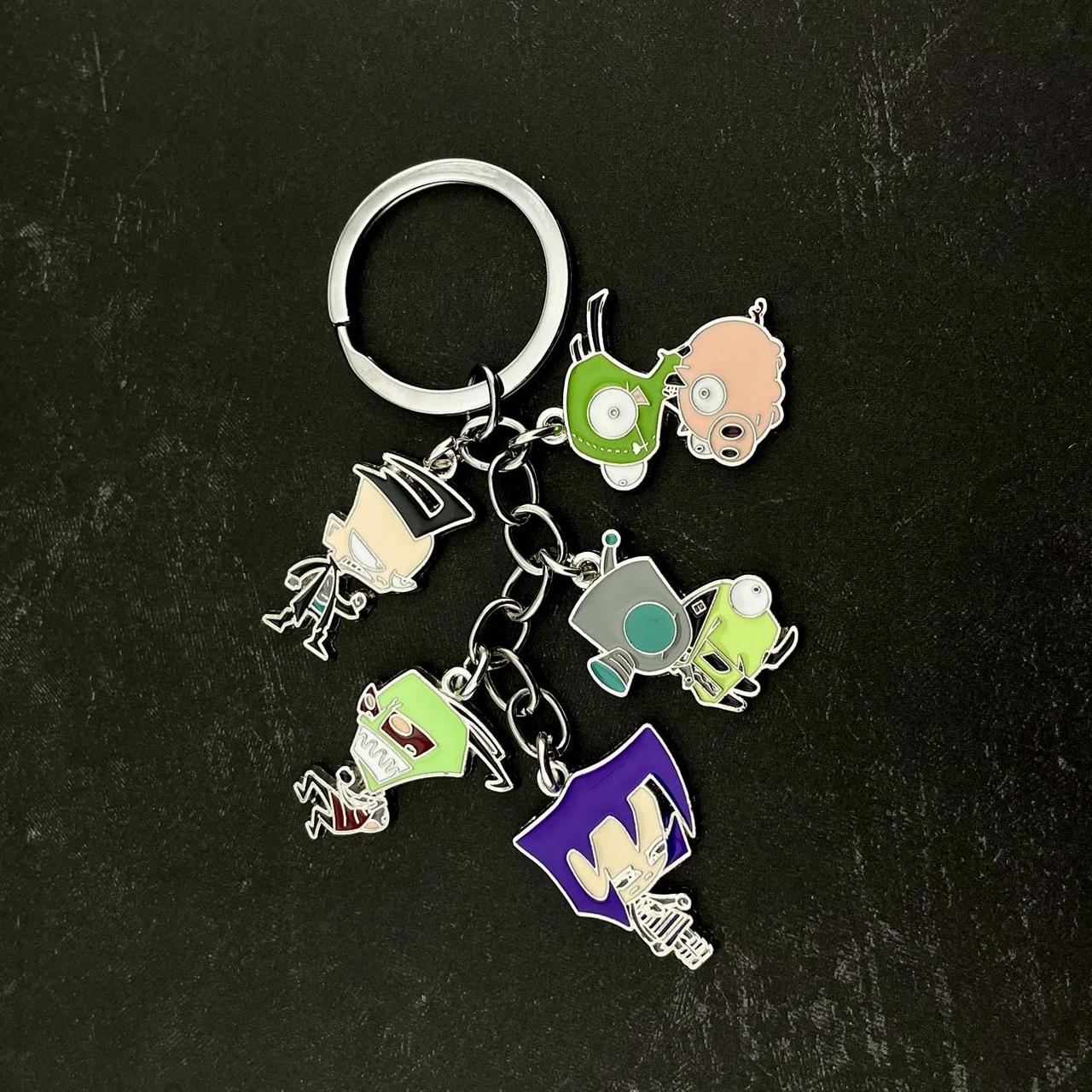 5 Charm Invader Zim Metal Keychain Measures: 4”... - Depop