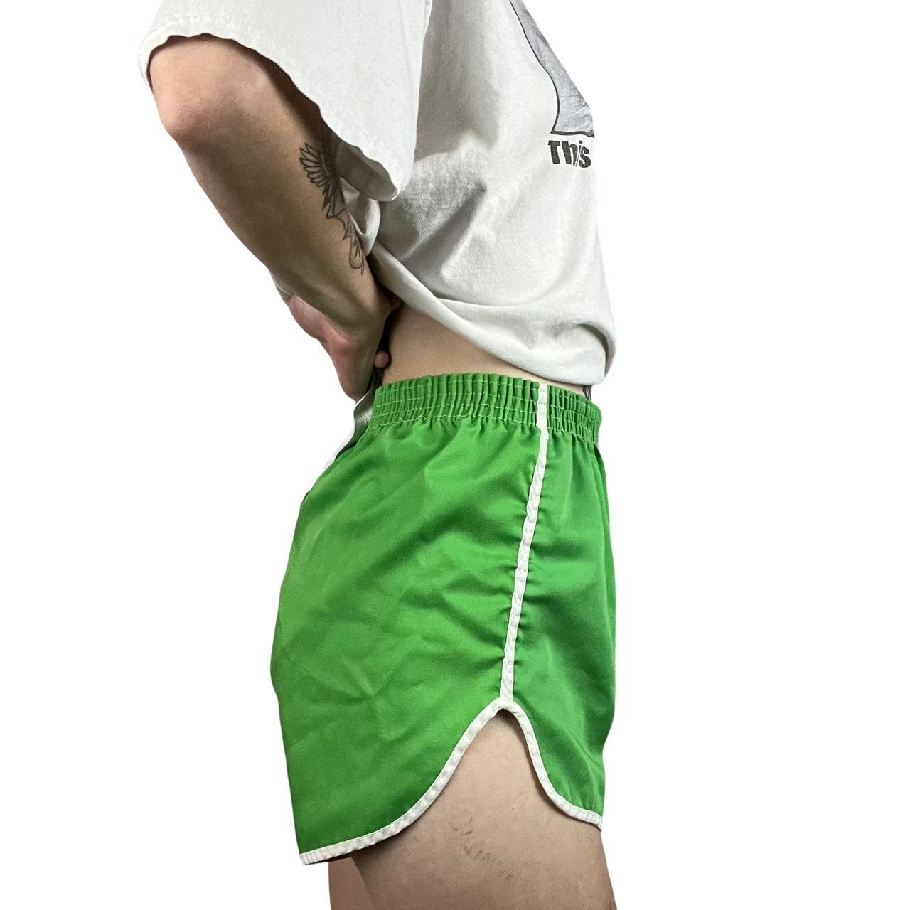 Vintage 70’s Lime Green Gym Shorts -Elastic band... - Depop