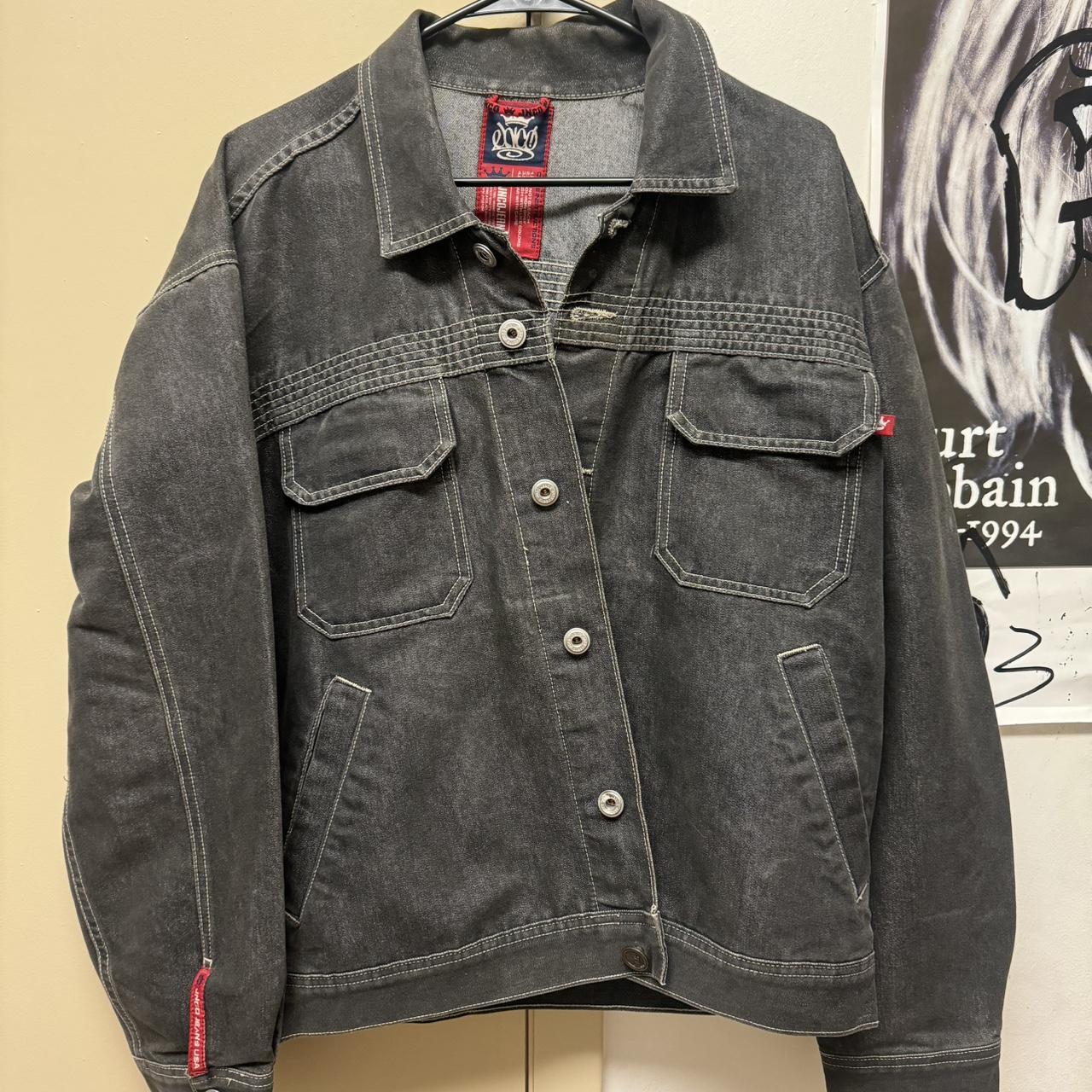 Grey/ black JNCO Jean jacket! This is a great and... - Depop