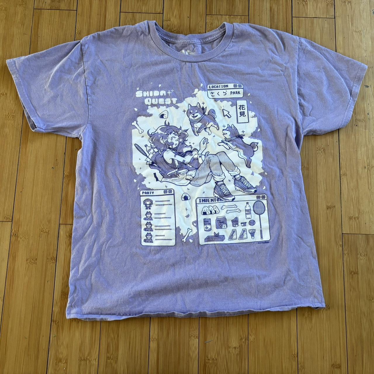 Purple and white Shiba Quest tshirt #anime #manga - Depop