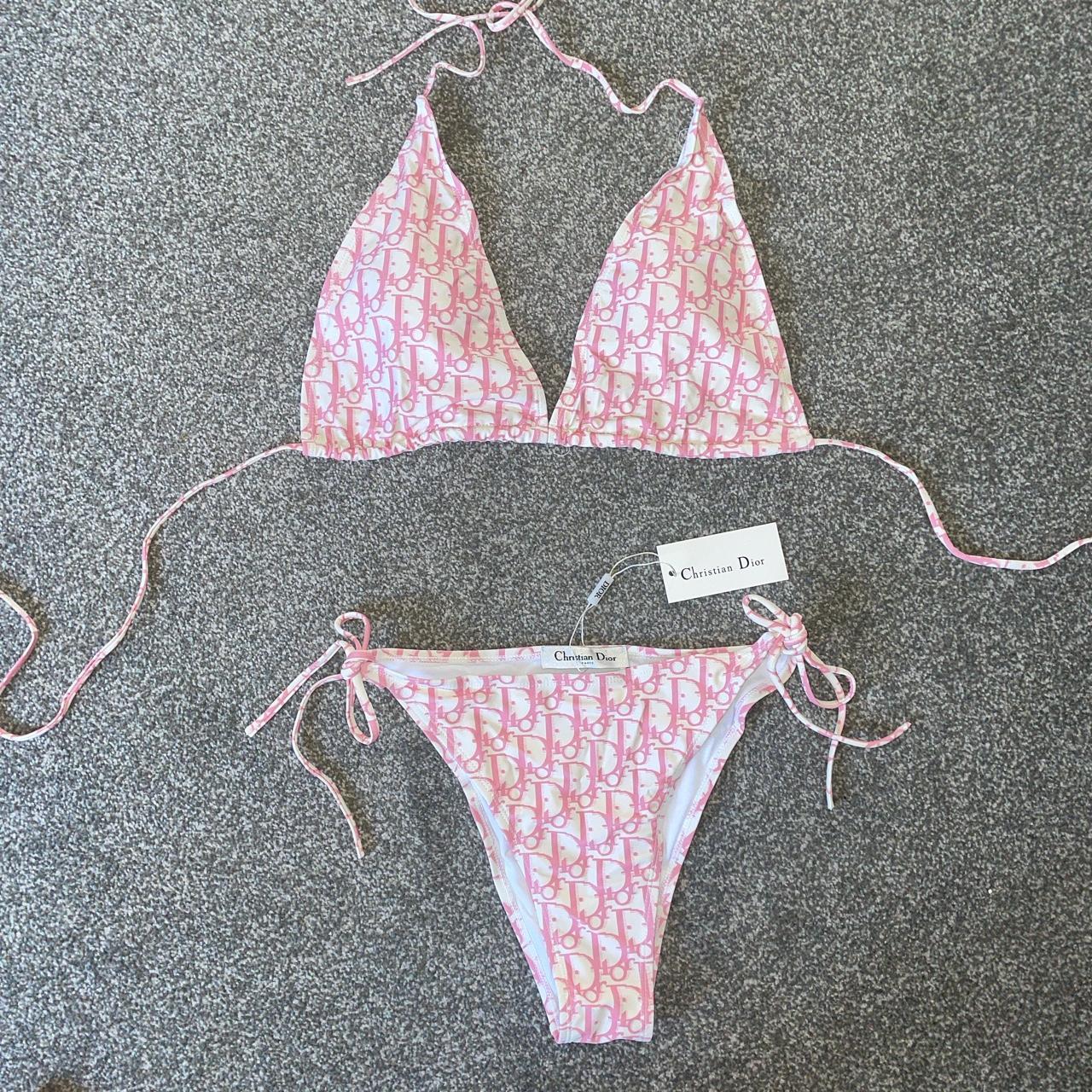 Monogram Pink And White Bikini Hair Scrunchie £35 Not Depop