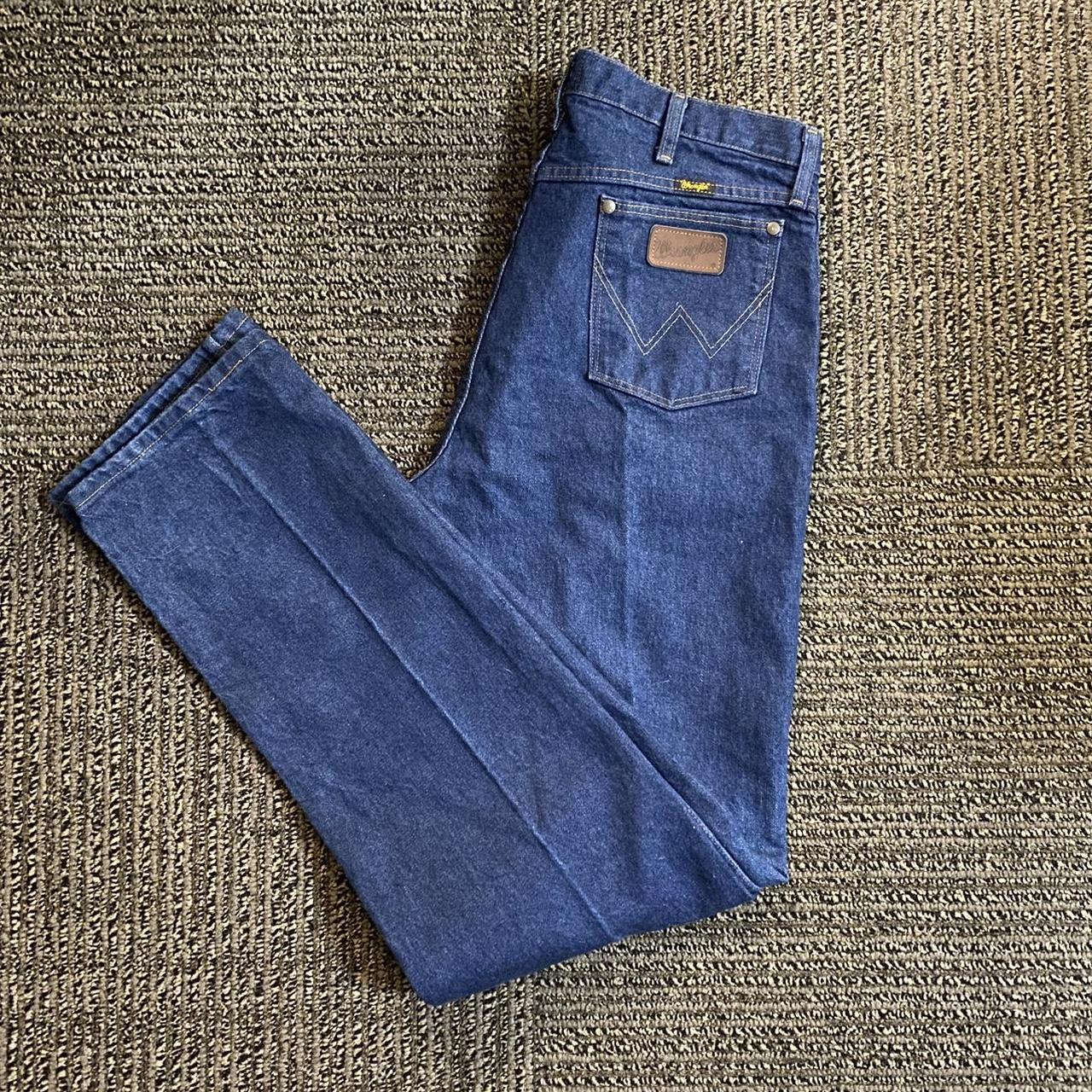 Wrangler navy blue straight cut jeans premium... - Depop