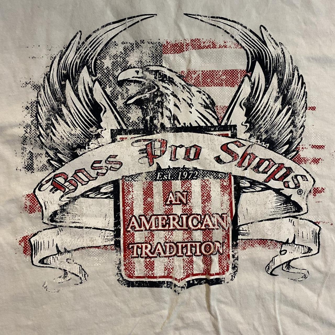 White Bass Pro Shops tee with eagle and American... - Depop