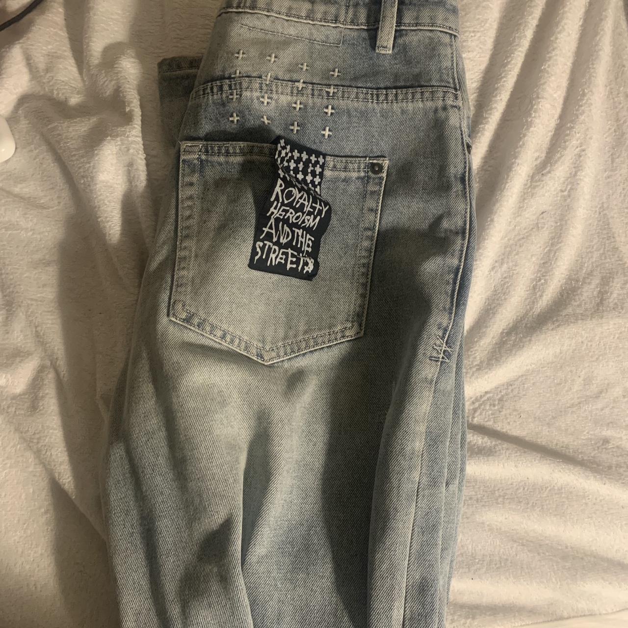 Light blue baggy ksubi jeans ripped crosses | Depop