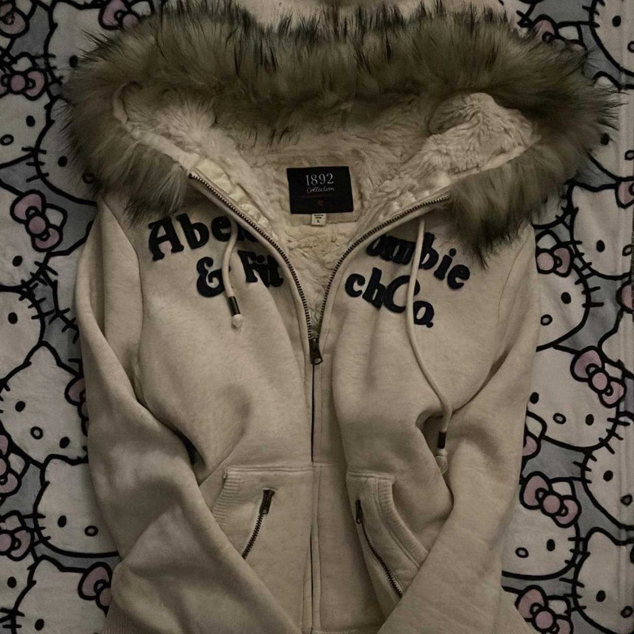 Rare Vintage Abercrombie and Fitch fur lined zip up... - Depop