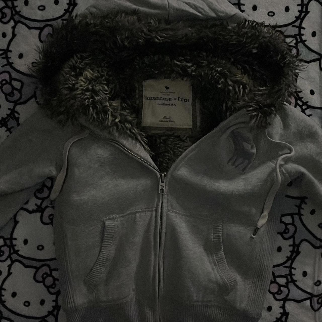 Vintage Abercrombie & Fitch Fur lined zip up hoodie... | Depop