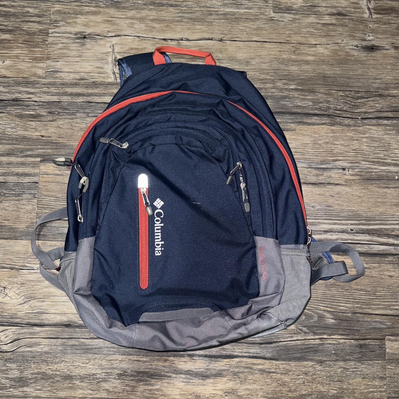 Navy and red Columbia backpack #outdooradventures... - Depop