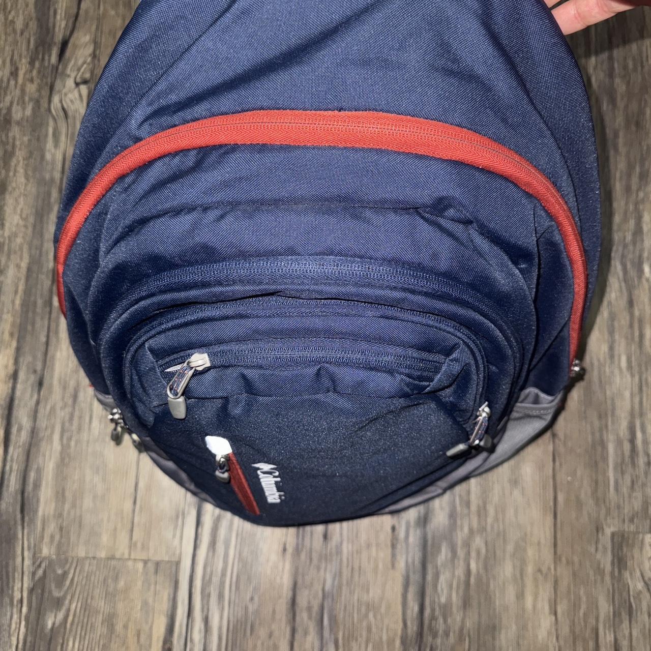 Navy and red Columbia backpack #outdooradventures... - Depop