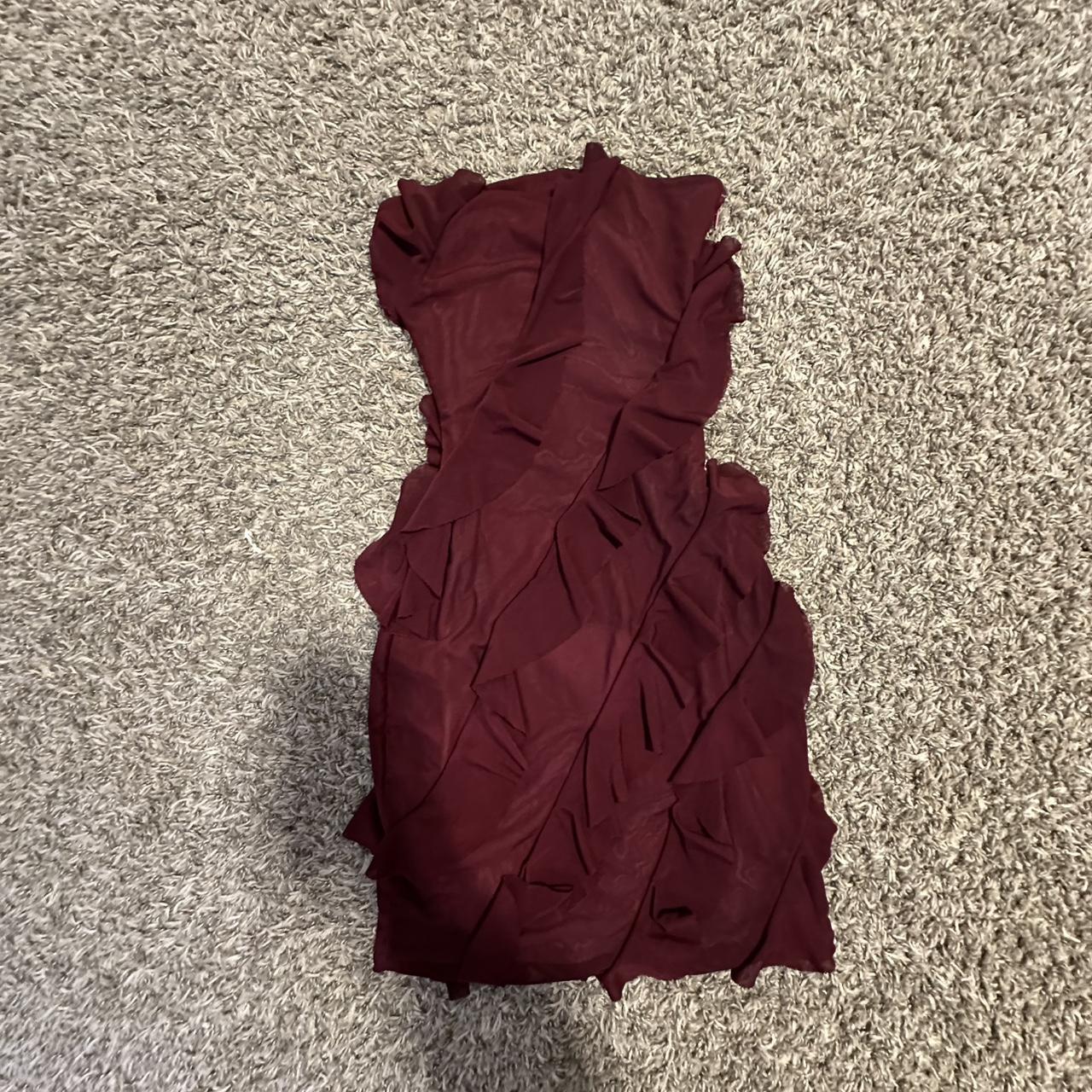 super pretty burgundy ruffle dress size XS LOVED IT... | Depop