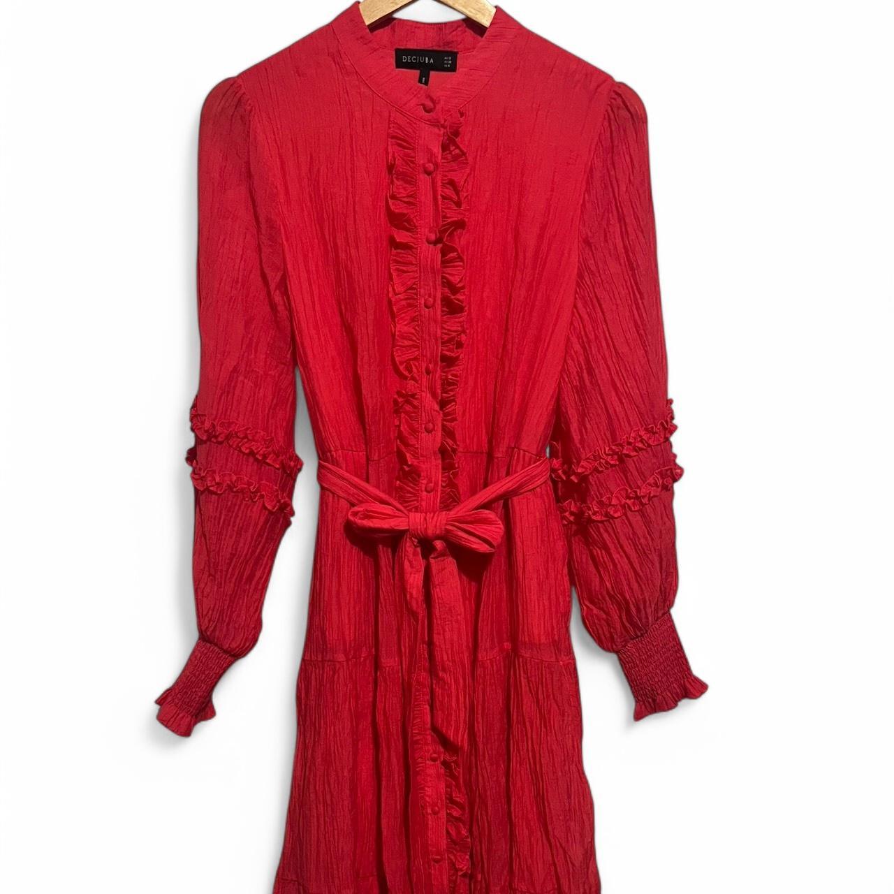 Hot pink Decjuba maxi dress with ruffle details Size... | Depop