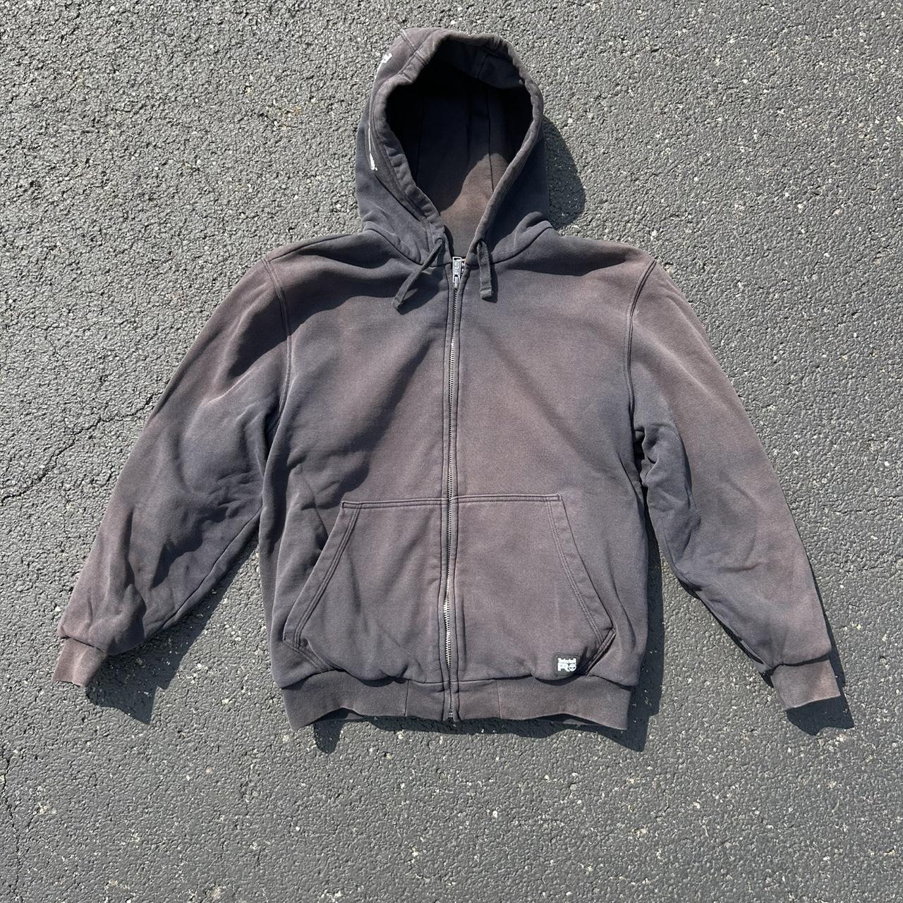 Brown faded timberland pro rain repel zip up... | Depop