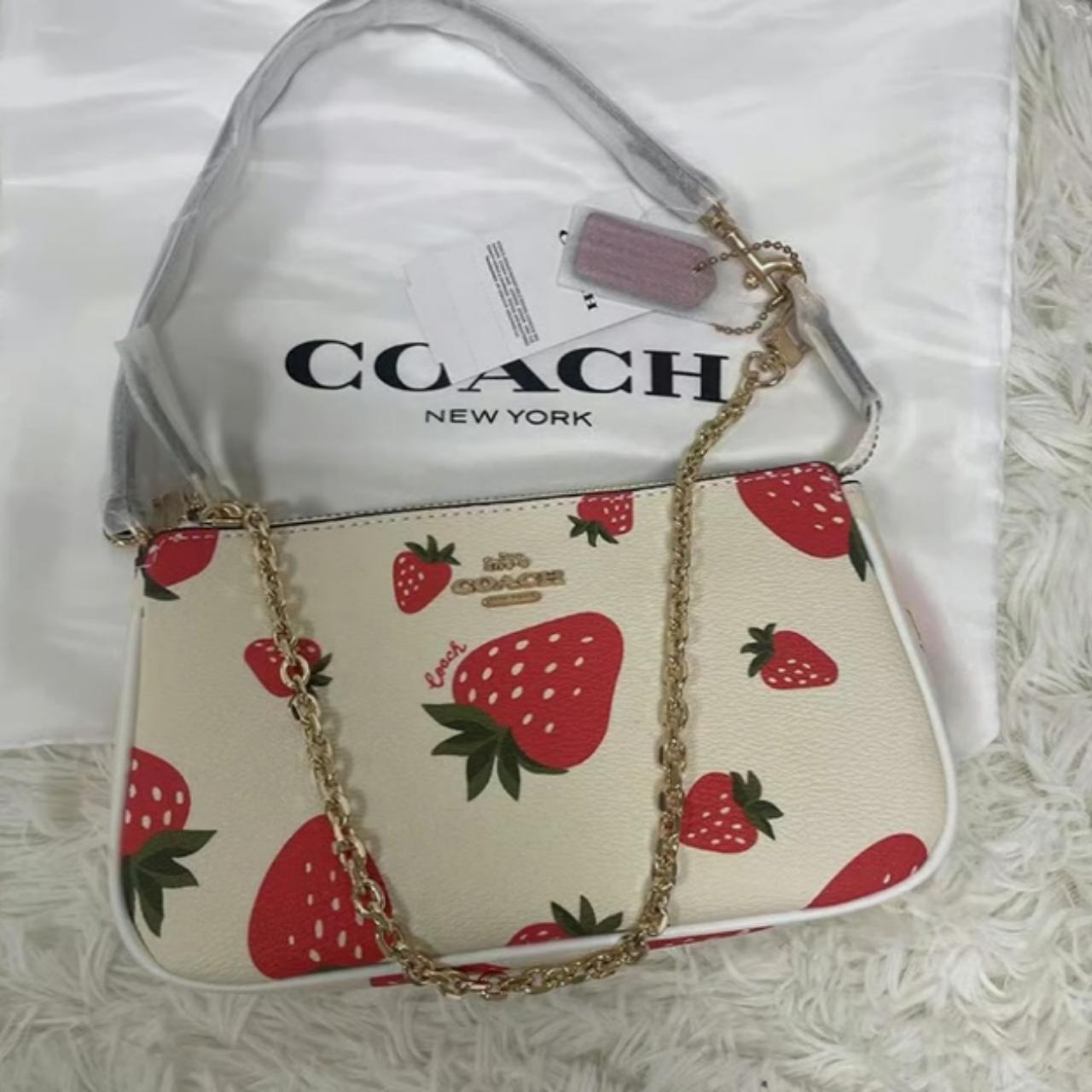 Coach Strawberry Print Bag New and unused 7 1/2" (L)... - Depop