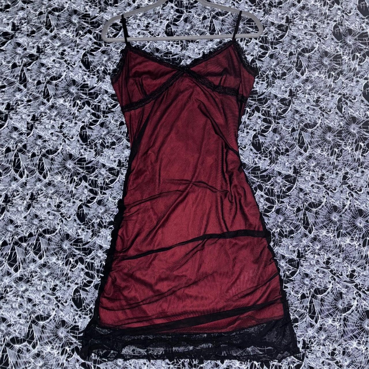 romwe mesh bodycon red and black dress. never worn,... - Depop