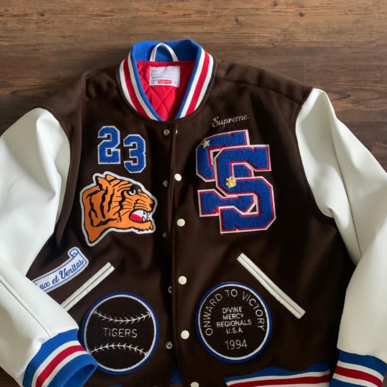 Supreme tiger varsity jacket Preme tiger varsity... - Depop