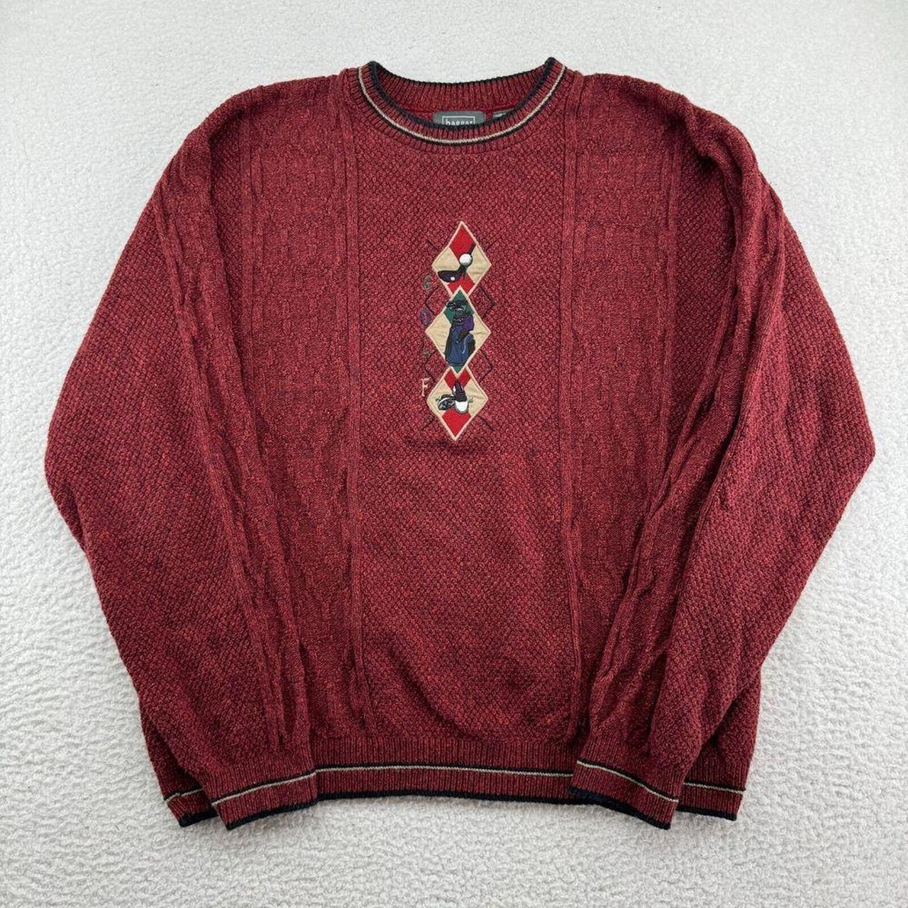 Vintage Haggar Golf Sweater Adult XL Red Texture... - Depop
