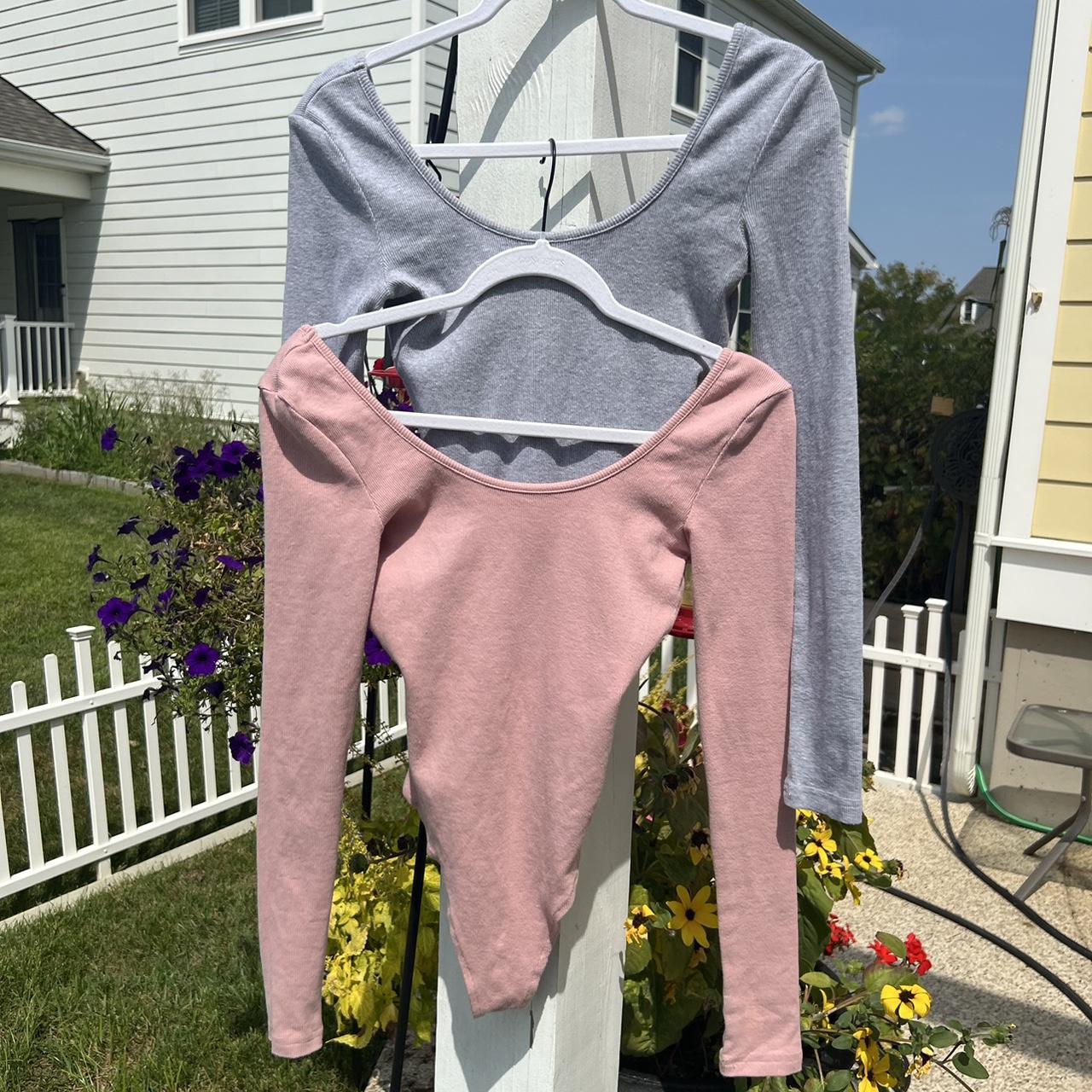 Rehab Pink and gray thong body suit Has buttons to... - Depop