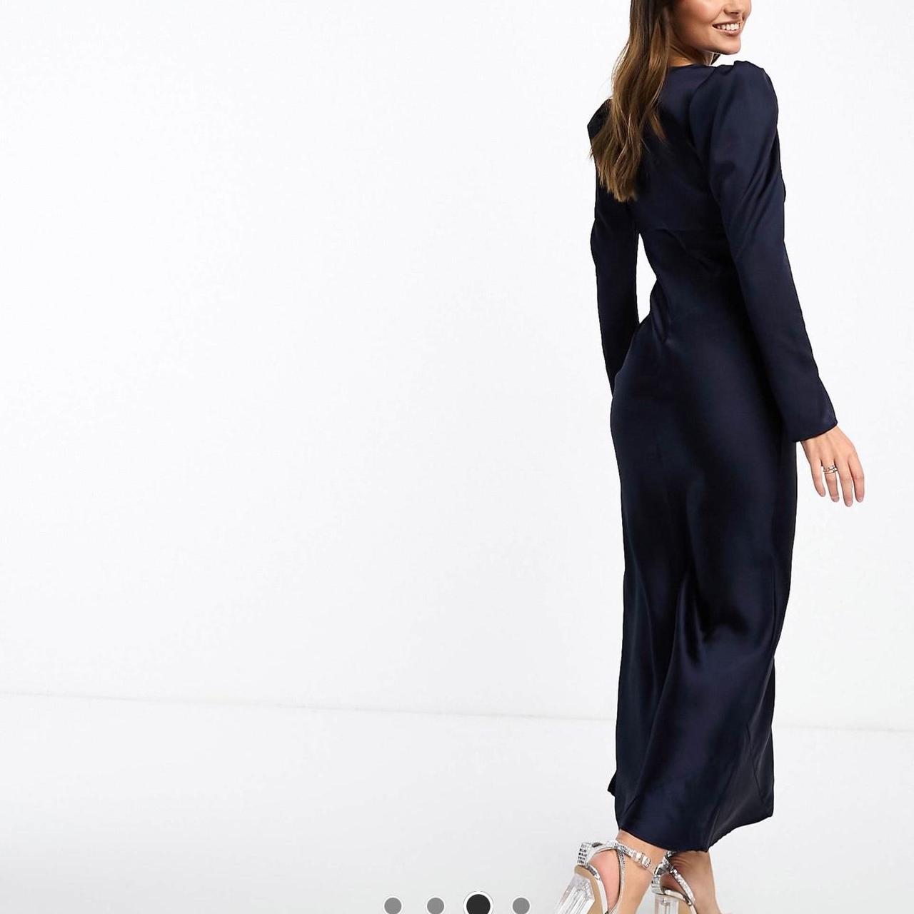 ASOS - Navy Satin Maxi Dress - Size 8 Never worn -... - Depop