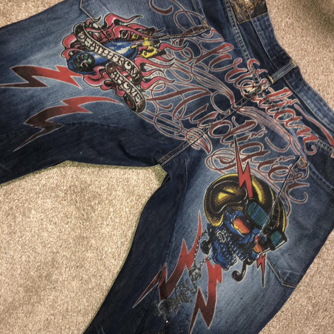 RARE VINTAGE Ed Hardy Christian Audigier denim jeans... - Depop