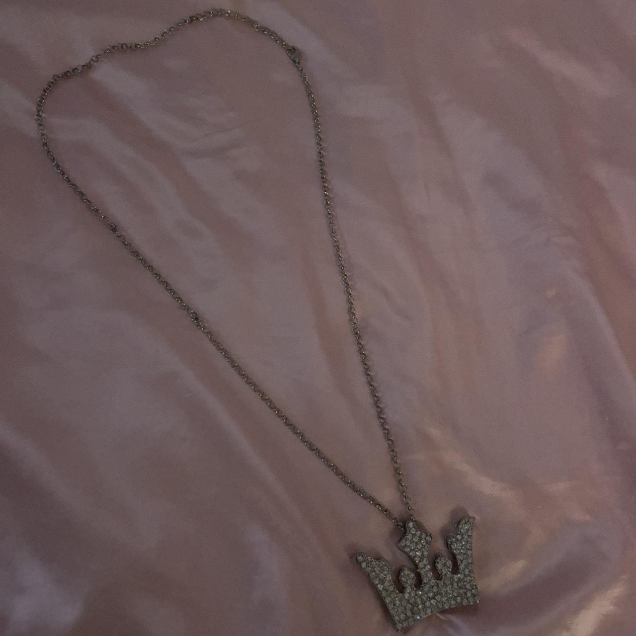 Y2K 2000s Mcbling Princess Rhinestone necklace... - Depop