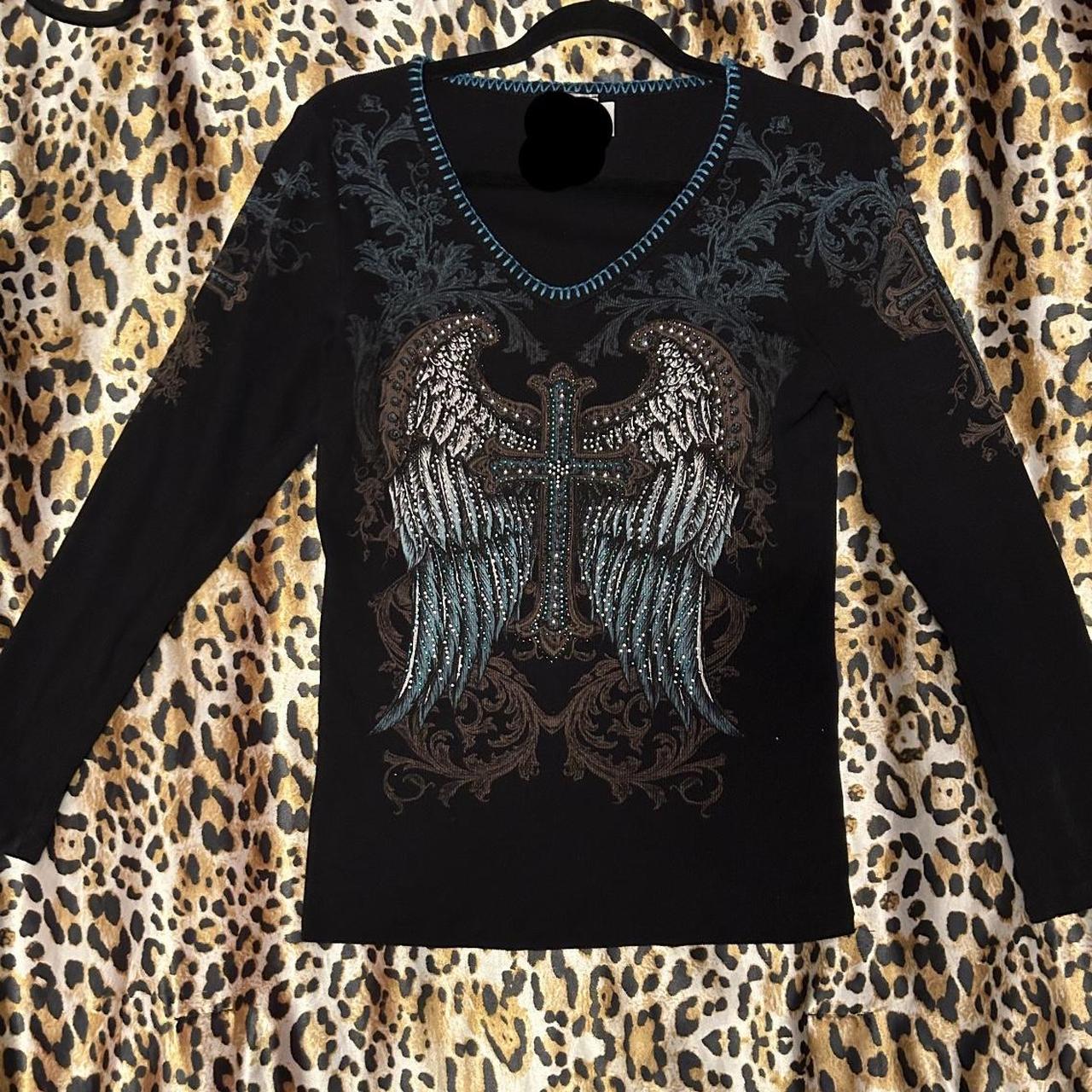 Y2K affliction crops dupe shirt Only work twice in... - Depop