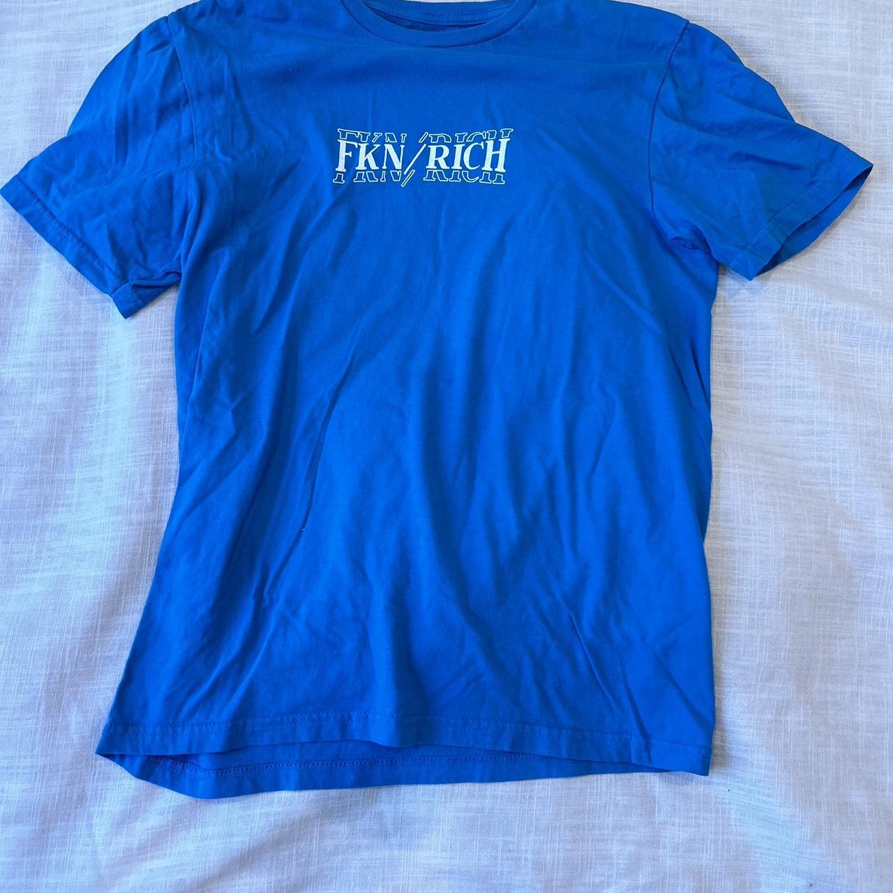 🚔NOT BAPE🚔 FKN/RICH blue cotton streetwear tee... - Depop