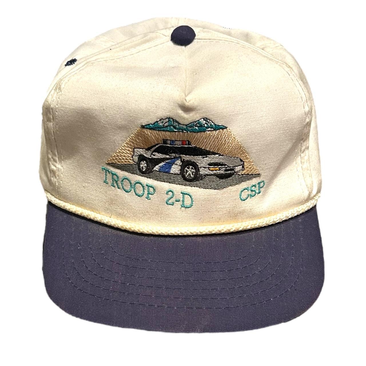 VTG Trooper 2-D CSP hat in cream and navy... | Depop