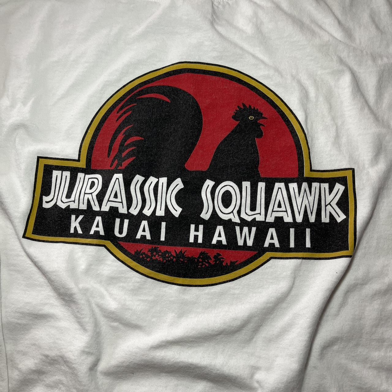 VTG Y2K ‘Jurassic Squawk’ Parody longsleeve tee -... | Depop