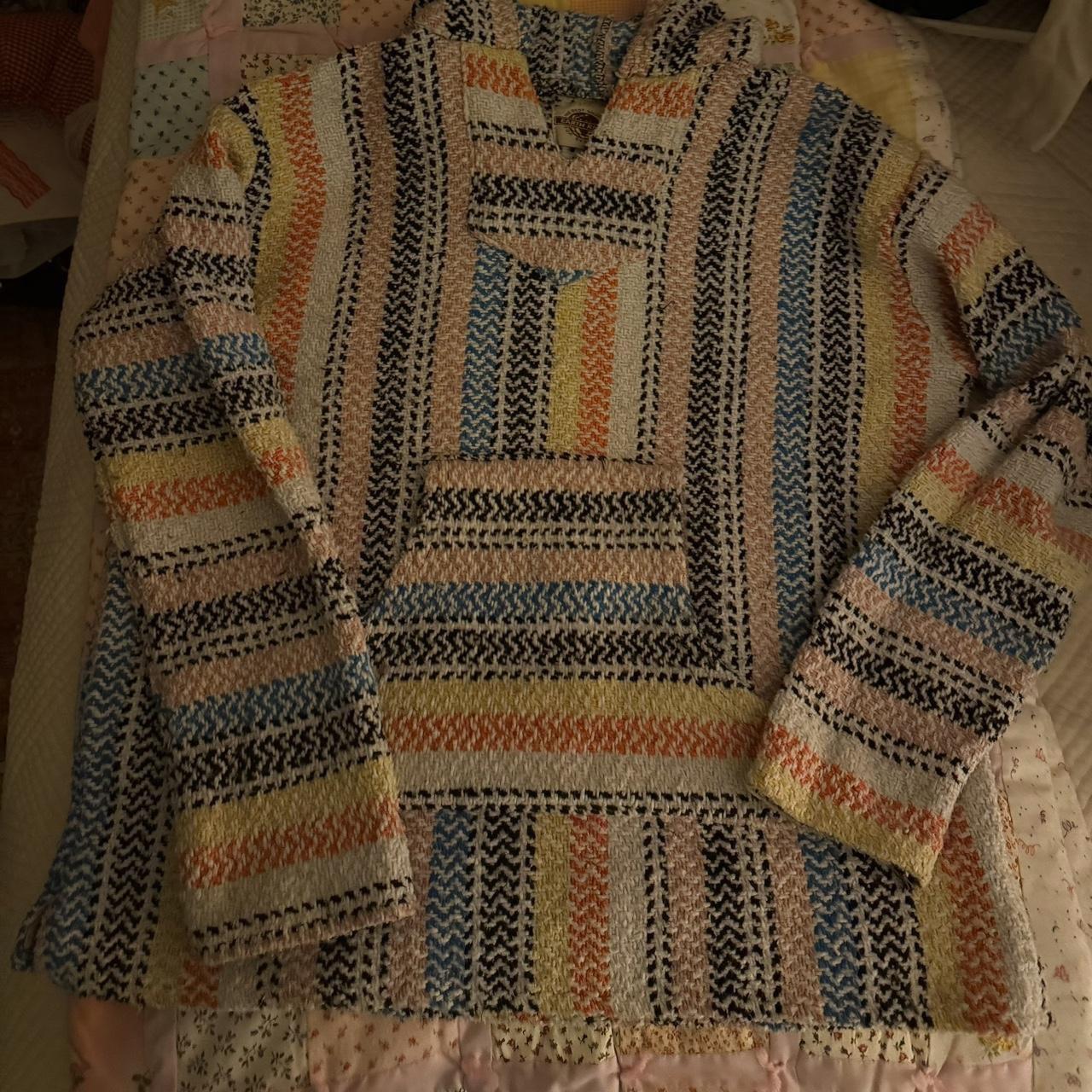 Multi-coloured, lightweight cotton drug rug hoodie... | Depop
