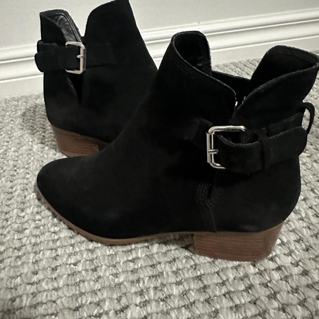 Black genuine suede black ankle boots size 37 - Depop