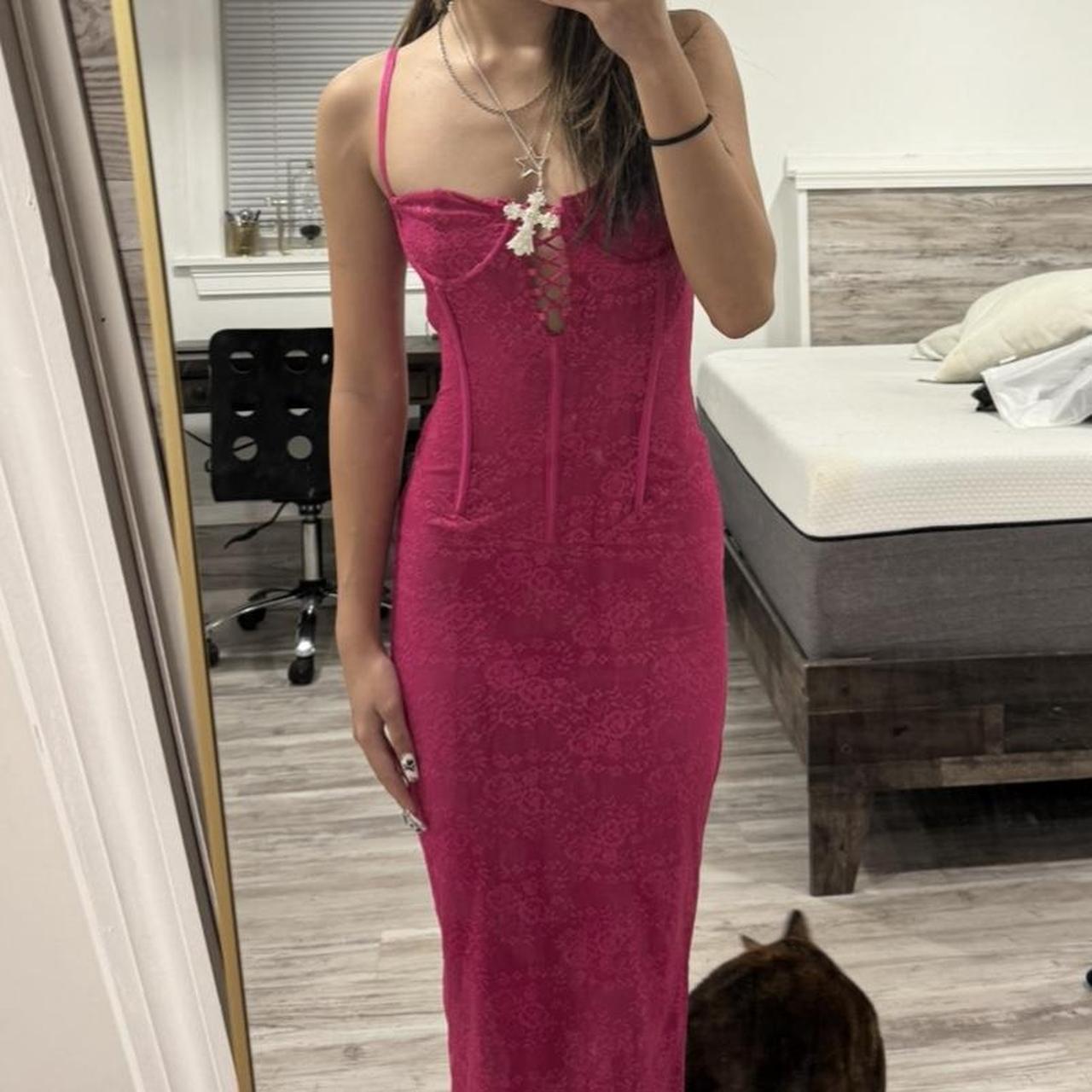 Outcast Pink ashby maxi dress lace Details, cross... - Depop