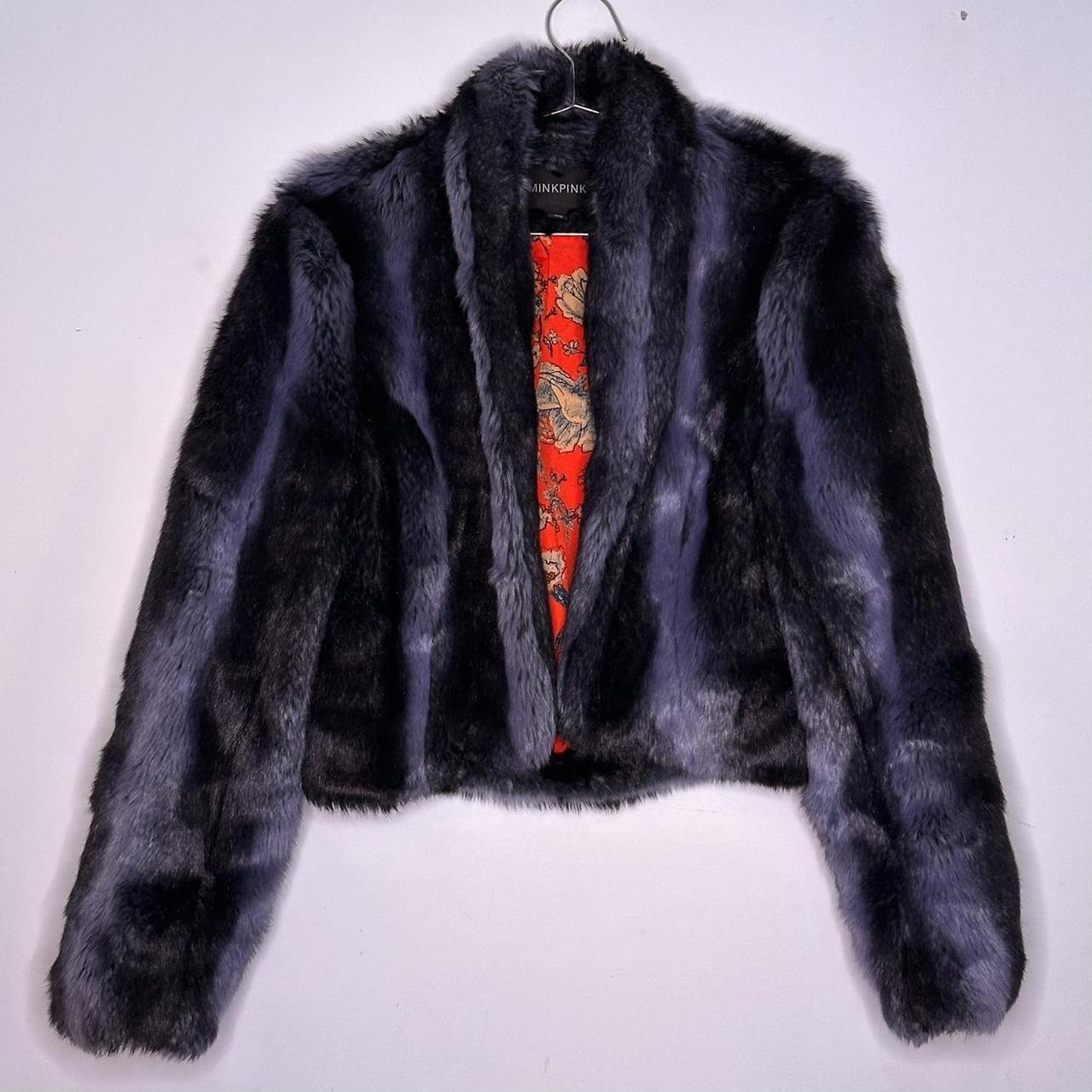 Minkpink cropped purple faux mink jacket #minkpink... - Depop