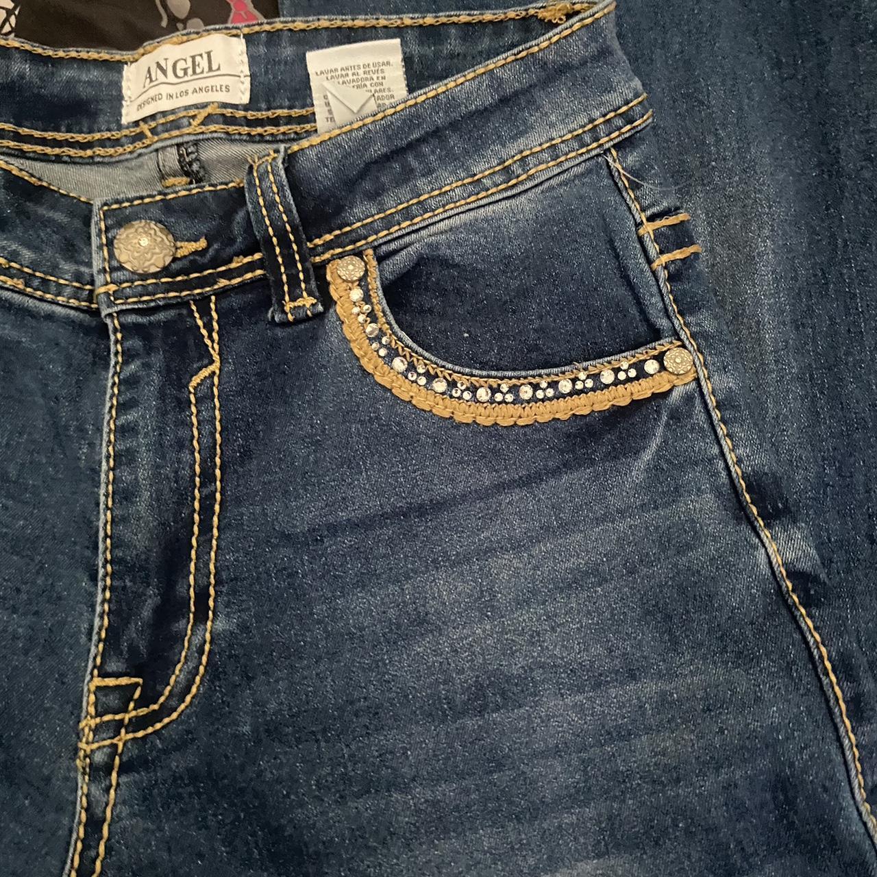 embroiled angel jeans medium/dark wash #y2k #missme... - Depop