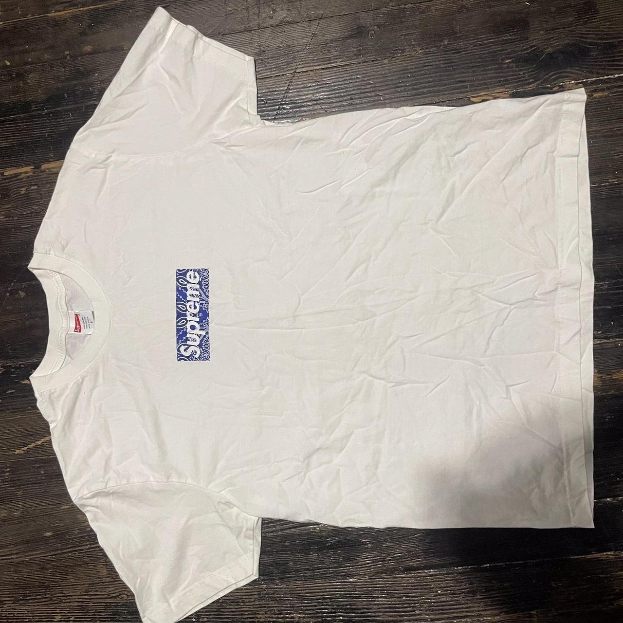Blue and White Supreme Box Logo T-shirt brand new no... - Depop