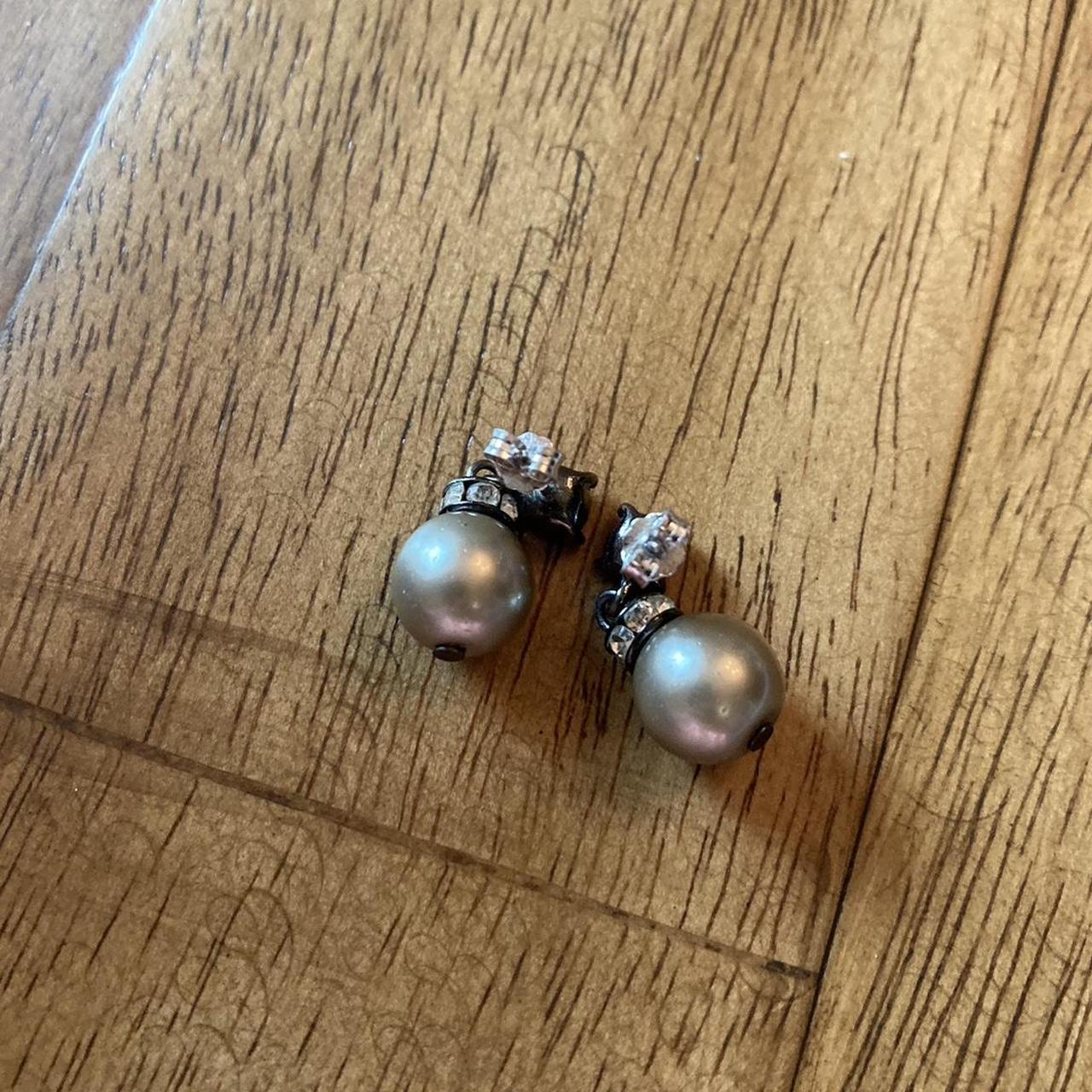 Earrings consist of silver pearls with silver and... | Depop
