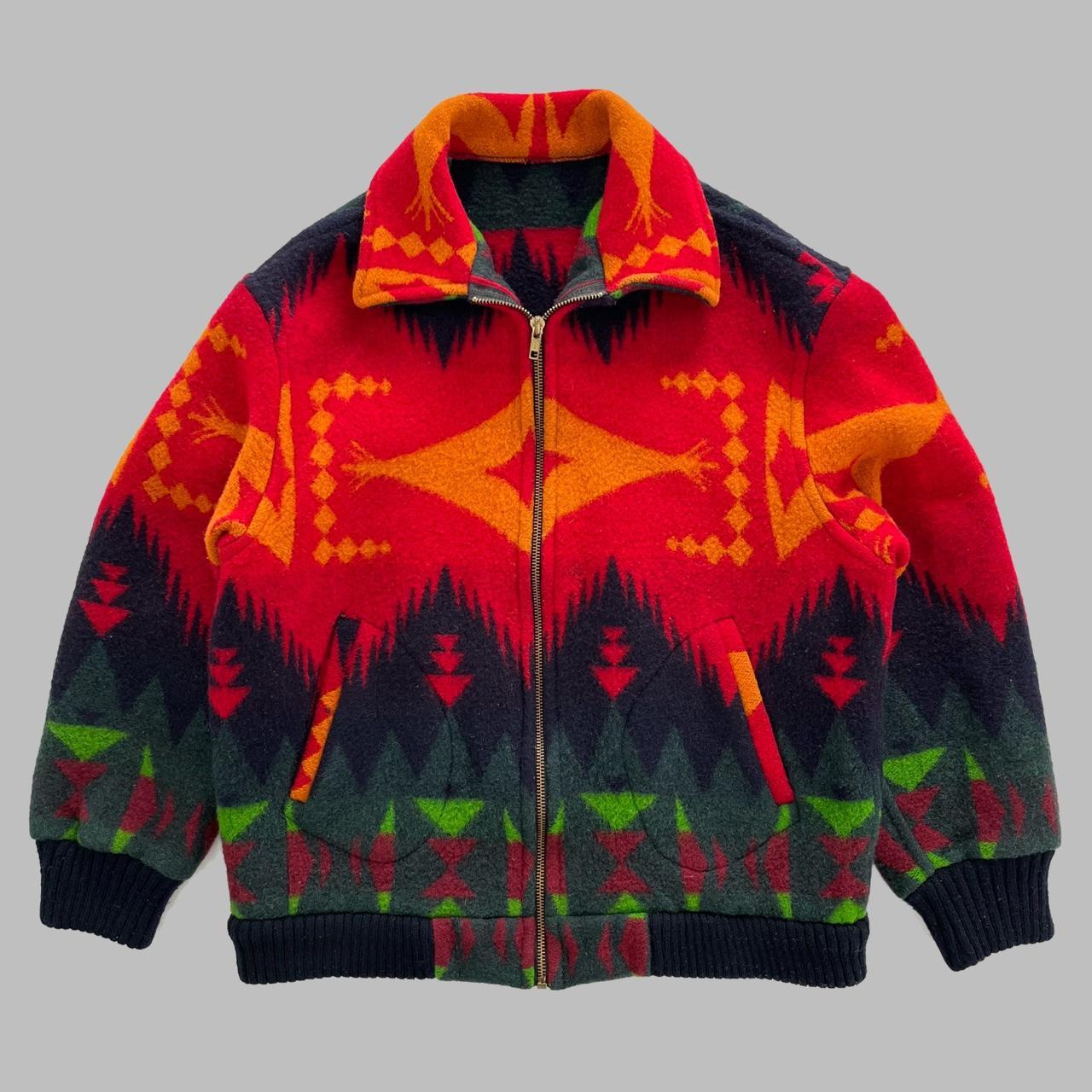 VTG AZTEC PATTERN WOOL JACKET • no size tag, fits... | Depop