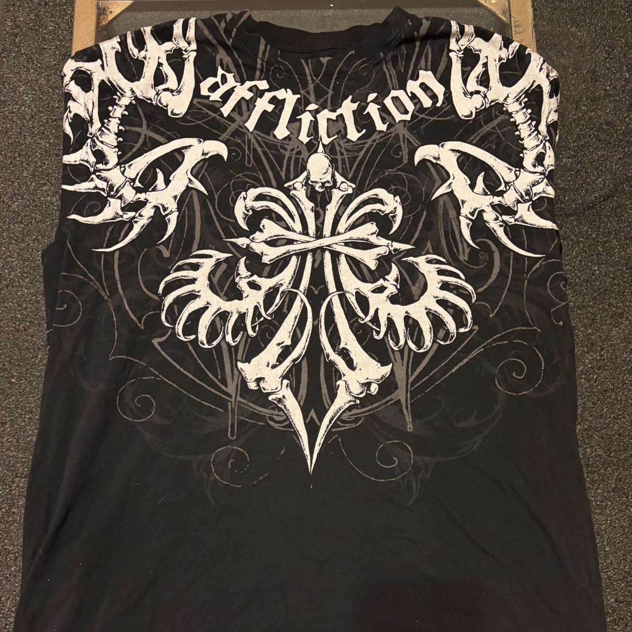 rare black and white affliction shirt with wing... | Depop