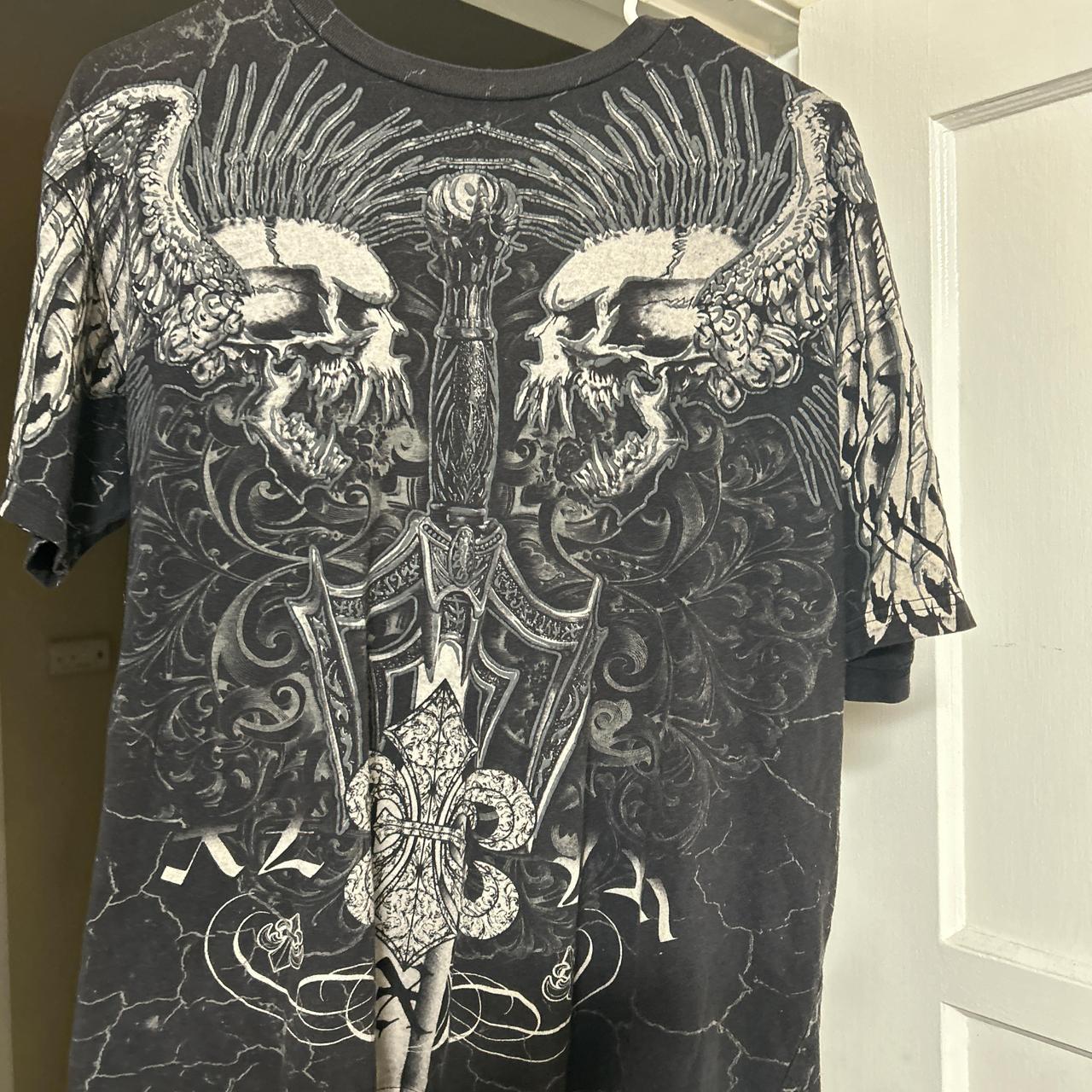 rare design black Affliction type t no flaws... - Depop