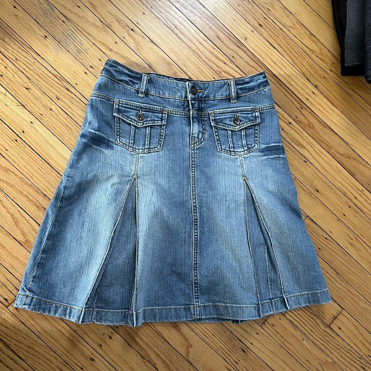 Vintage jeans midi skirt Size: M #y2k #vintage... - Depop