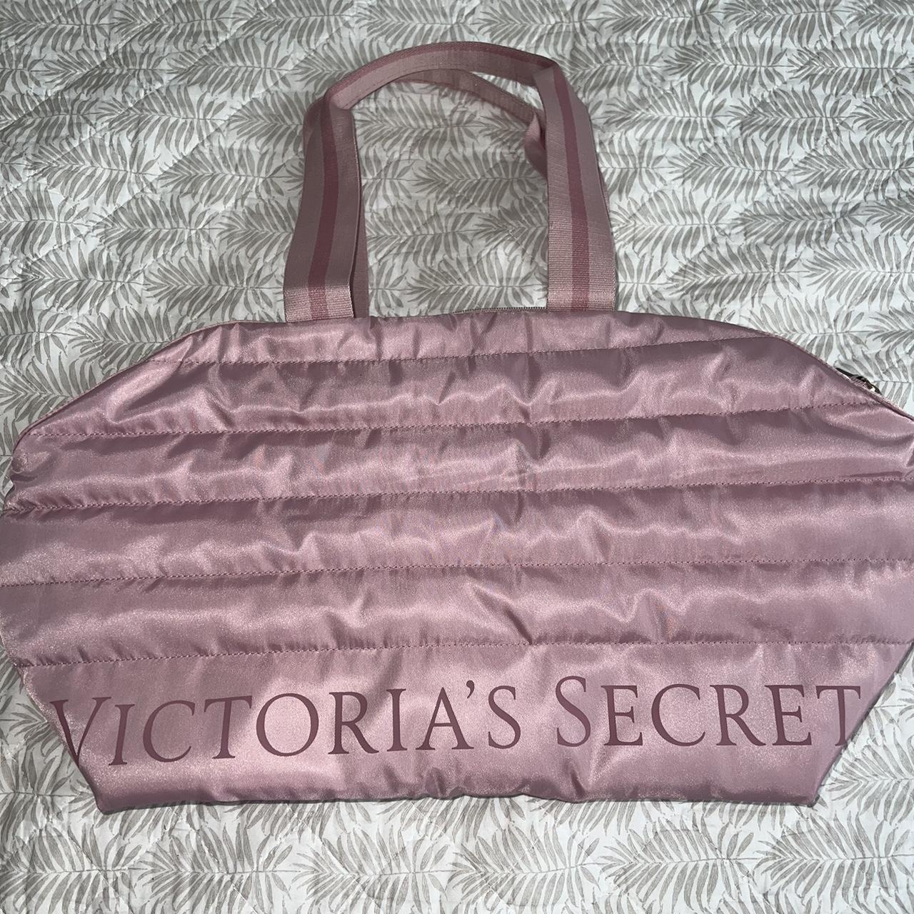 Victoria's Secret pink puffer duffle bag. Brand new - Depop