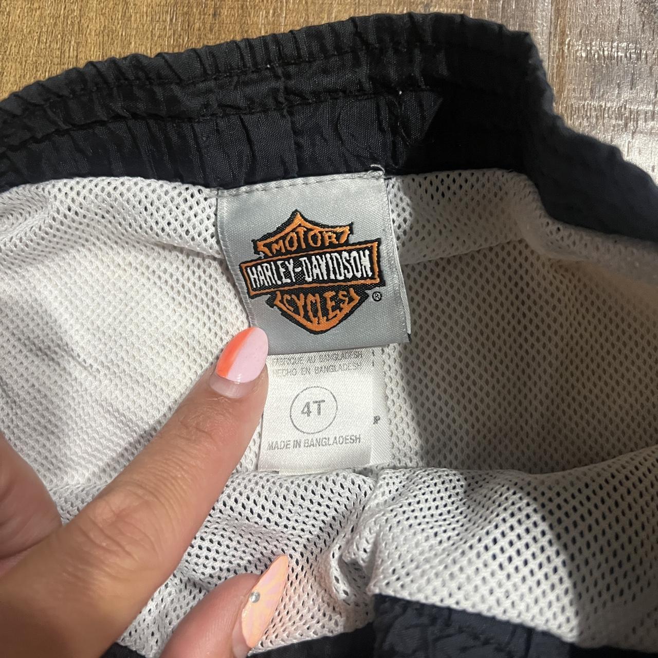 Harley Davidson navy and orange swim trunks - Kids... - Depop