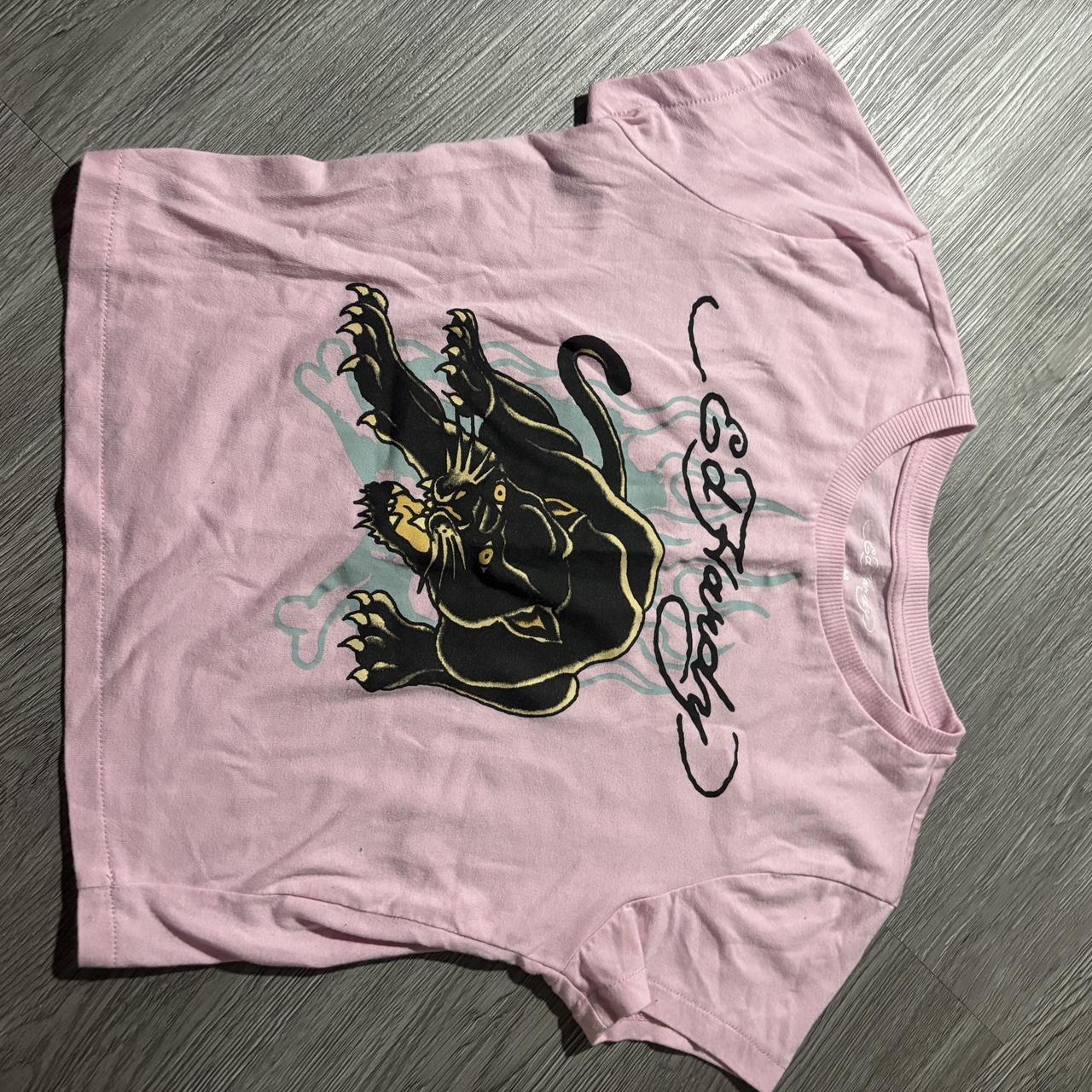 pink ed hardy baby tee with tiger size medium... | Depop