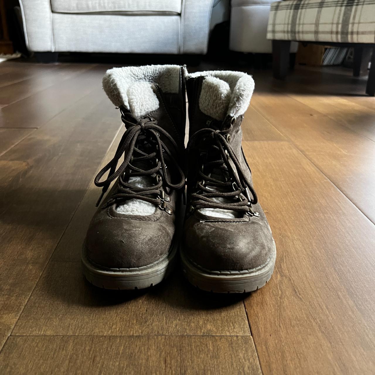 Maurice's Fuzzy Combat Boots - Size 8 - Depop