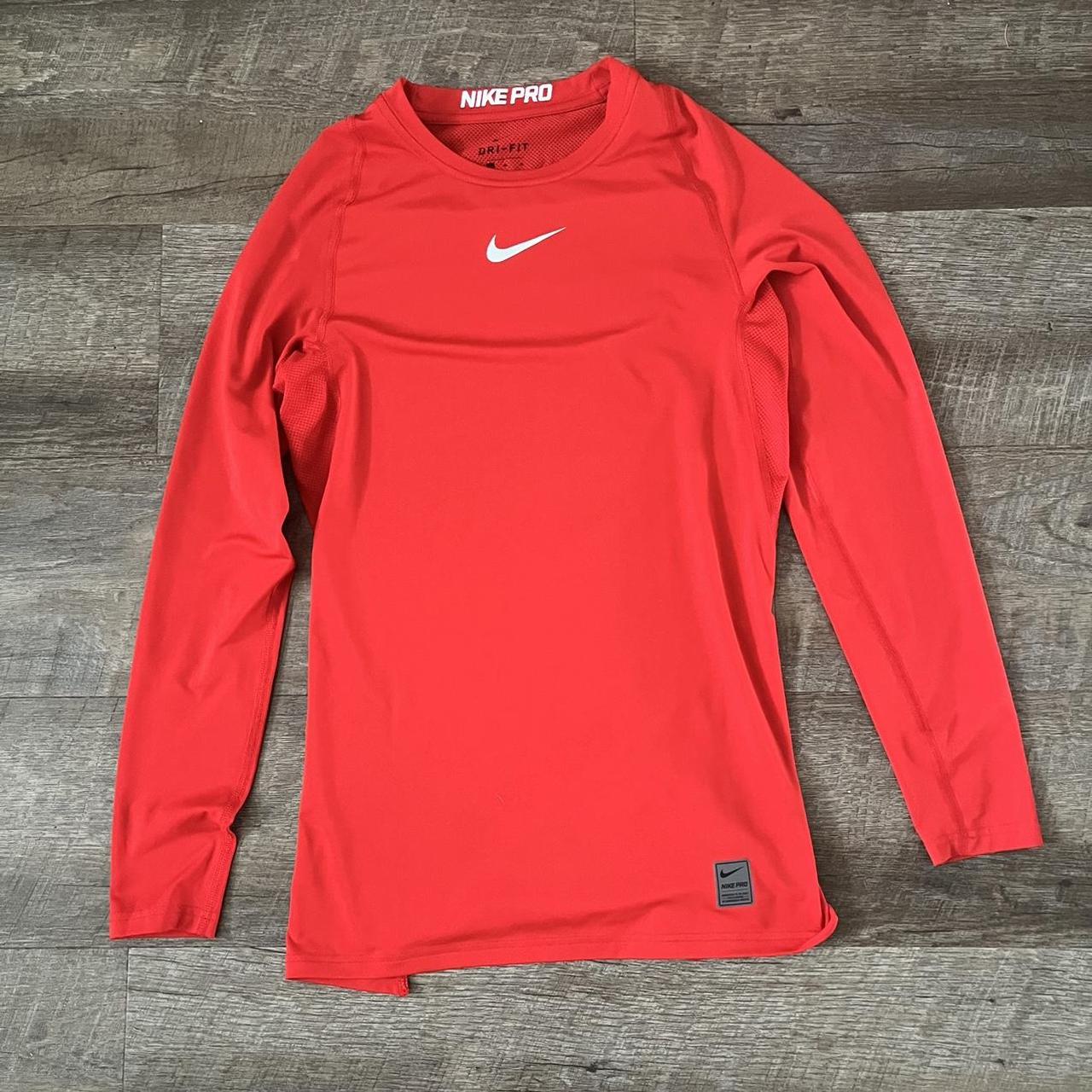 Nike Pro red long sleeve compression shirt... - Depop