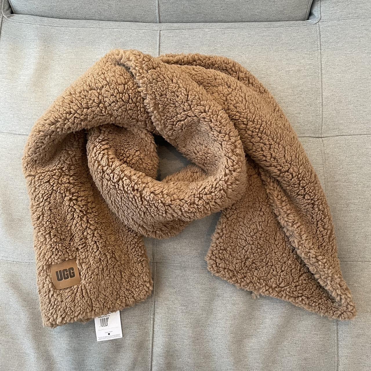 Brown fluffy Ugg scarf! New with tags and unworn!... - Depop