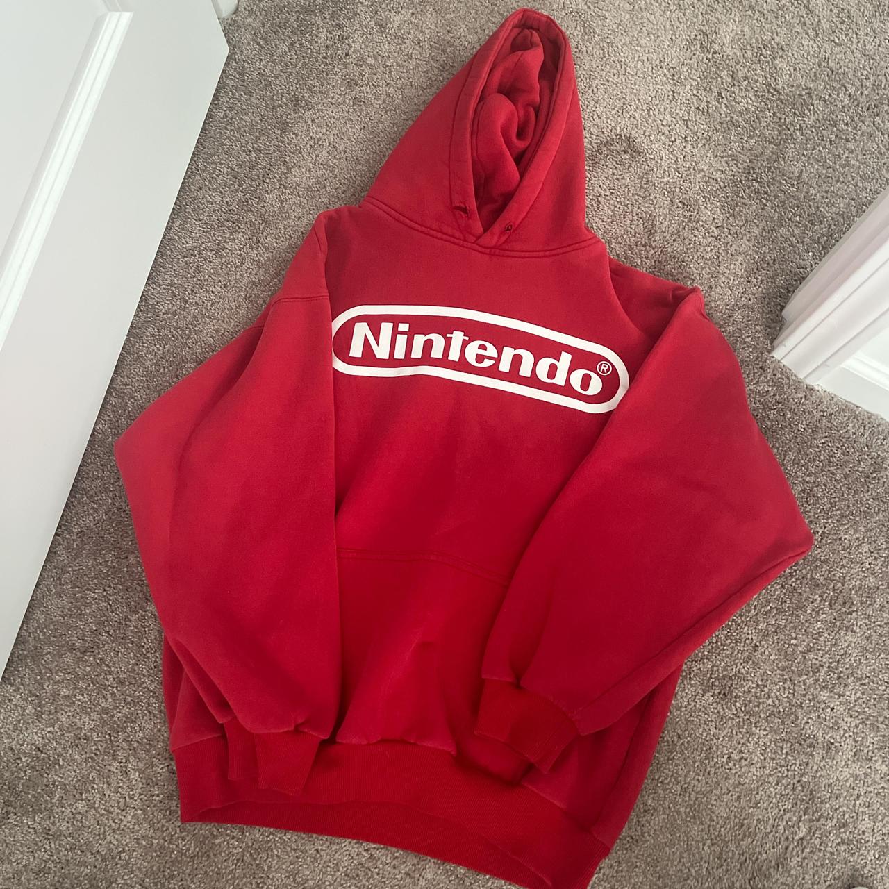 Red and white Nintendo hoodie No sizing, fits like... - Depop
