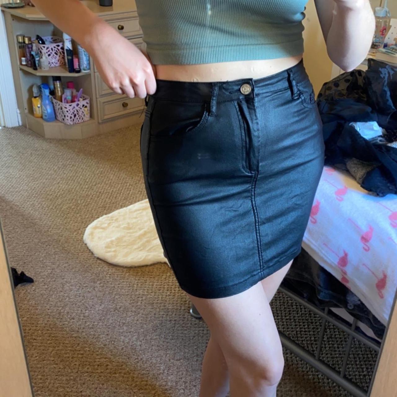 Faux leather bodycon skirt, worn a few... - Depop