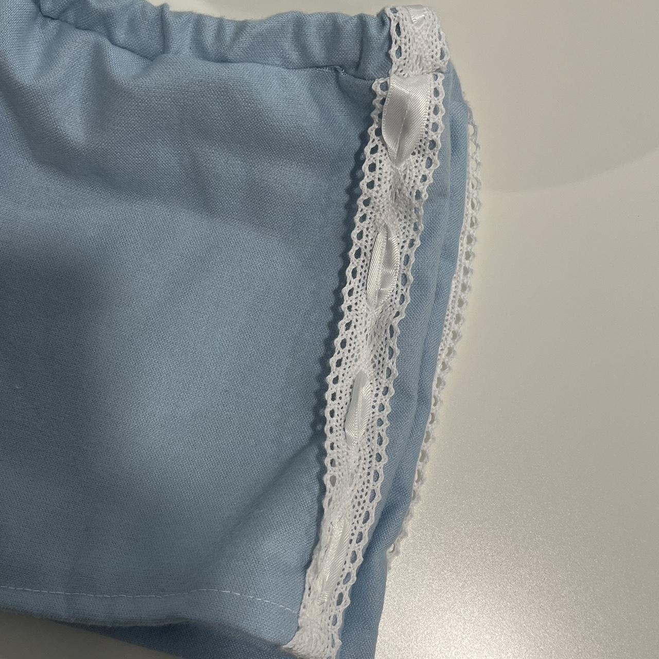 handmade blue lace micro shorts Made with super... - Depop