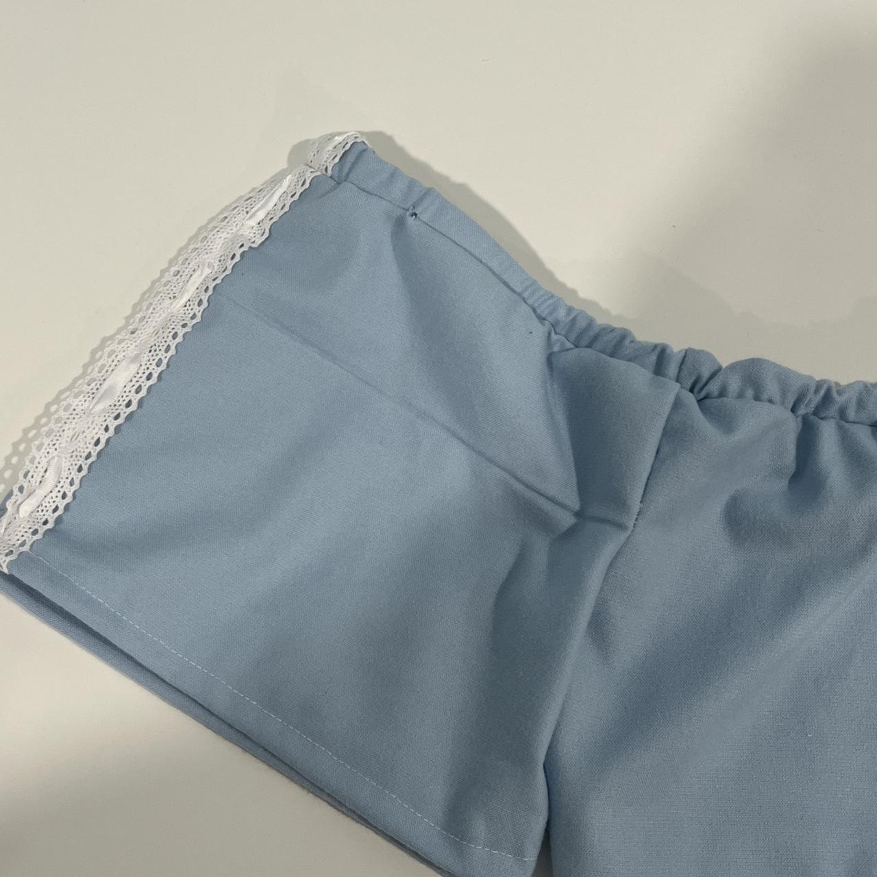handmade blue lace micro shorts Made with super... - Depop
